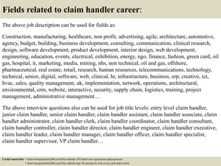 Top 10 claim handler interview questions and answers | PPTX