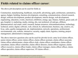 Top 10 claims officer interview questions and answers | PPTX