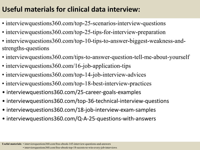 Top 10 clinical data interview questions and answers | PPTX