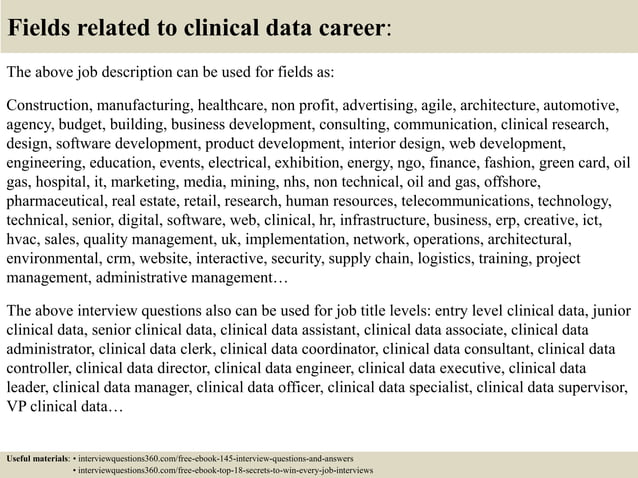 Top 10 clinical data interview questions and answers | PPTX