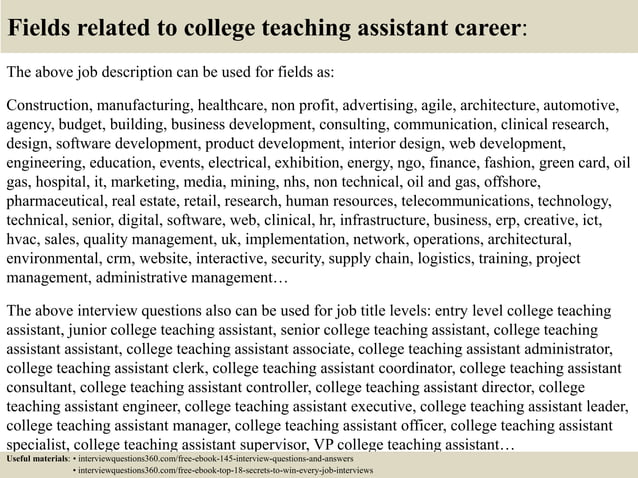Top 10 college teaching assistant interview questions and answers | PPT