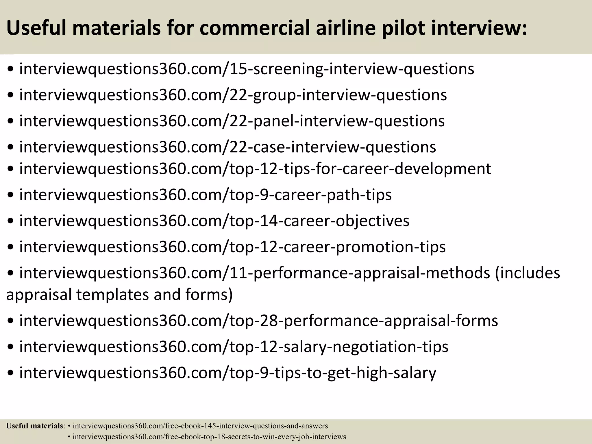 Top 10 commercial airline pilot interview questions and answers | PPTX