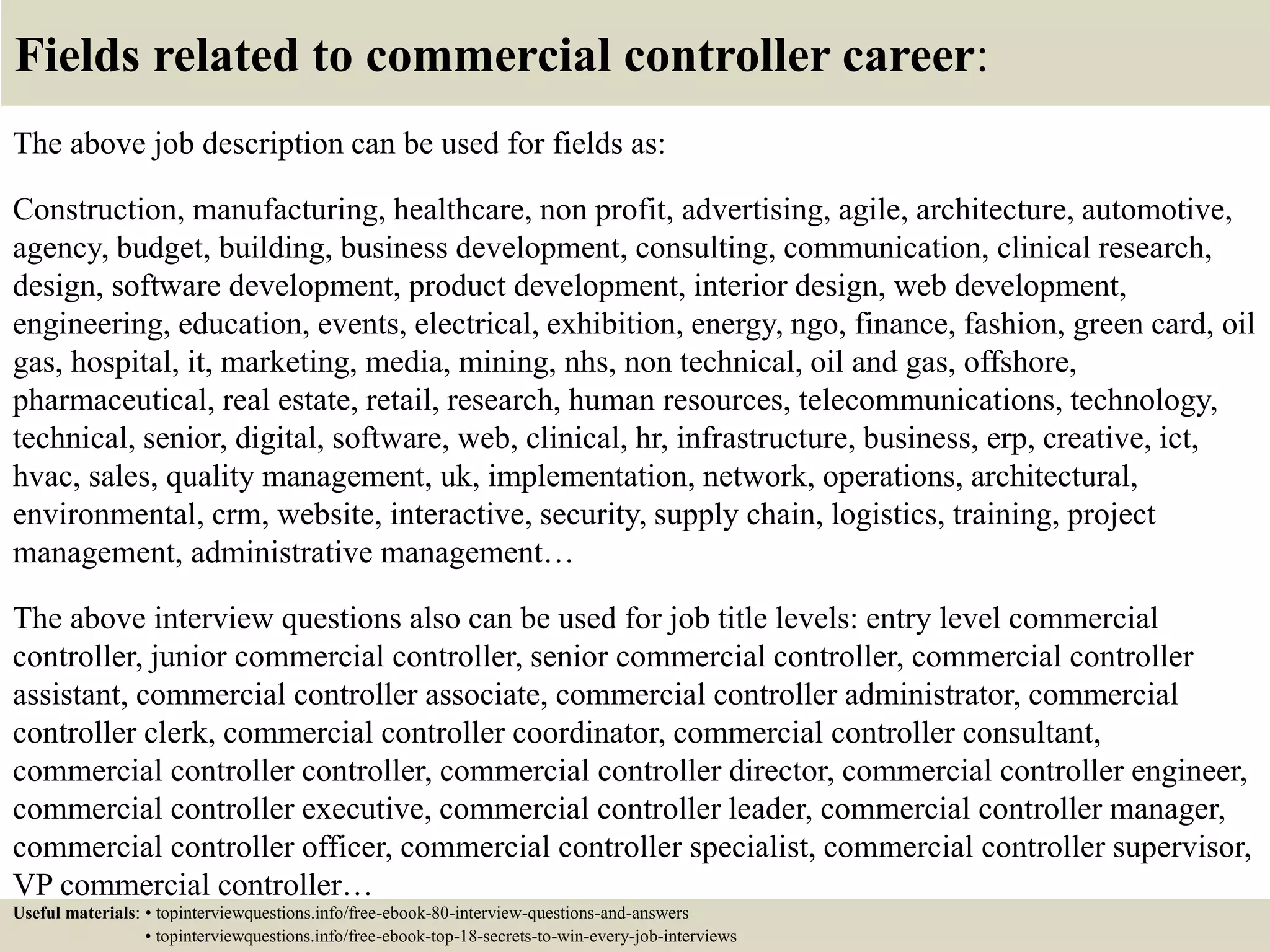 Top 10 commercial controller interview questions and answers | PPTX