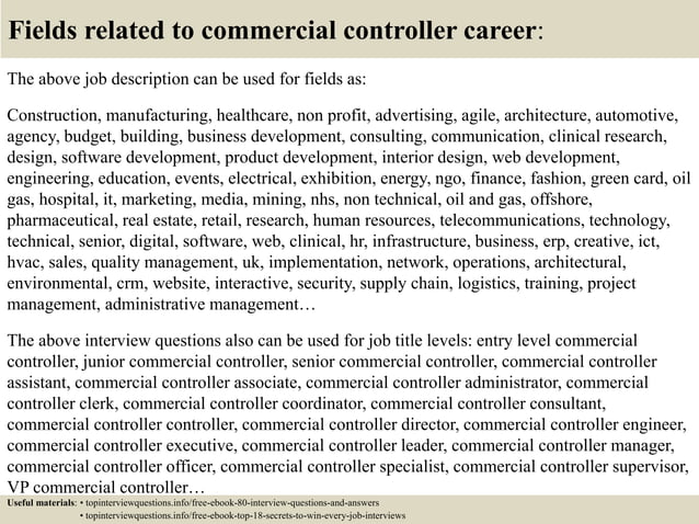 Top 10 commercial controller interview questions and answers | PPT