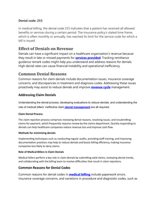 Top 10 Common Denial Codes in Medical Billing | DOCX