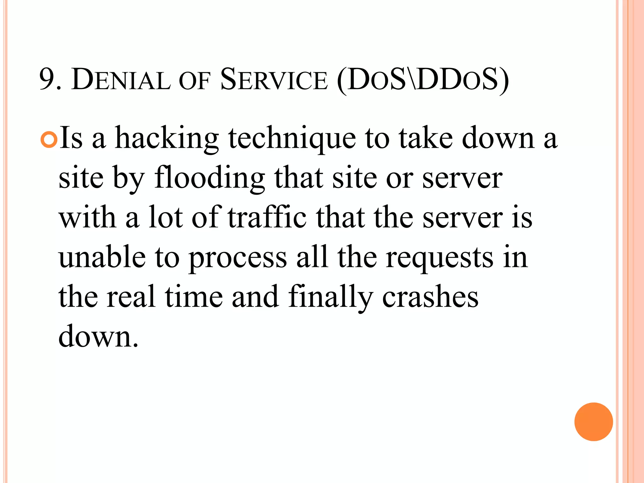 Top 10 common hacking techniques | PPTX