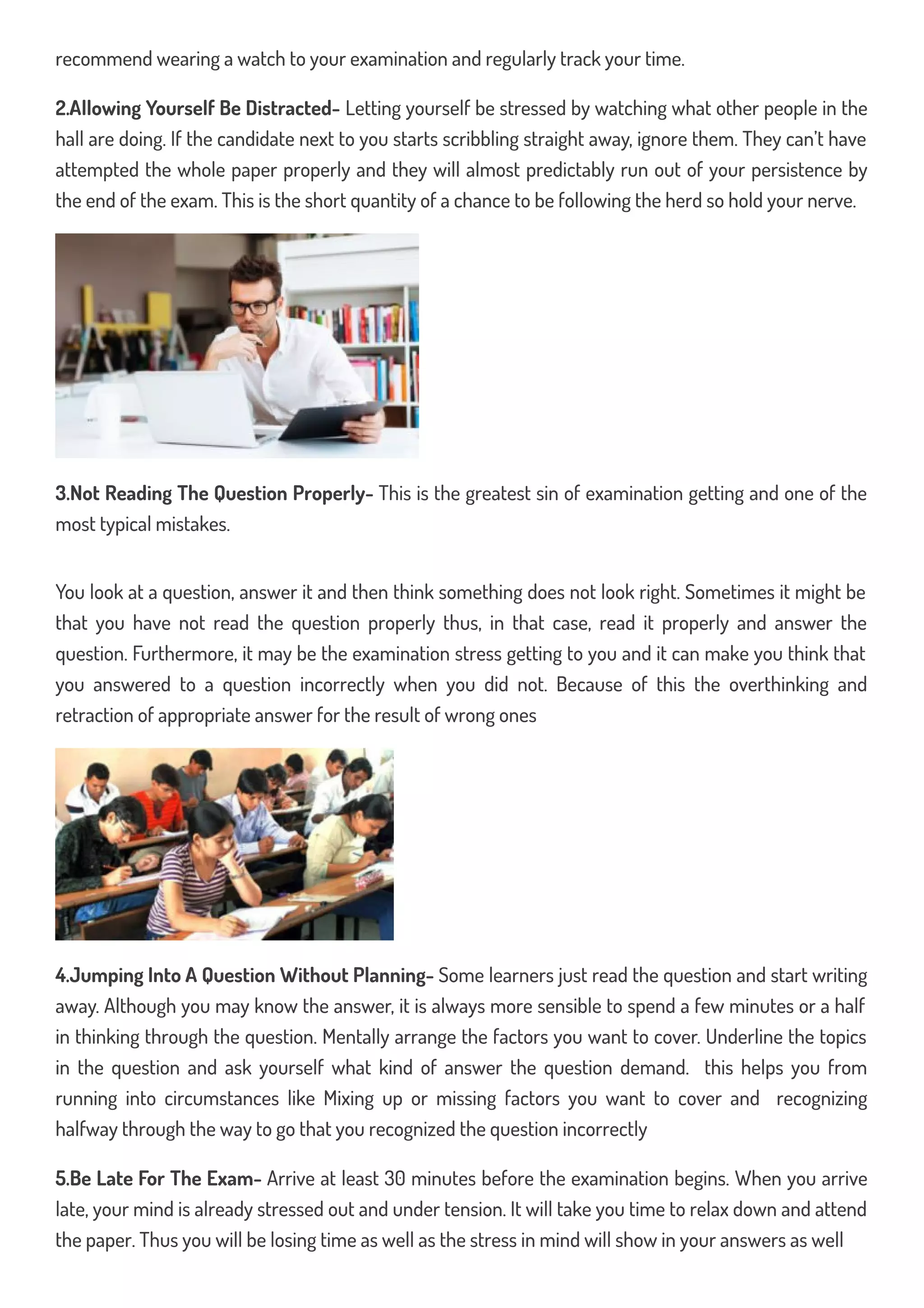 Top 10 common mistakes made in exams | PDF