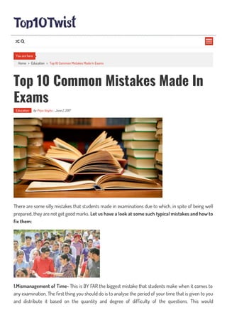 Top 10 common mistakes made in exams | PDF