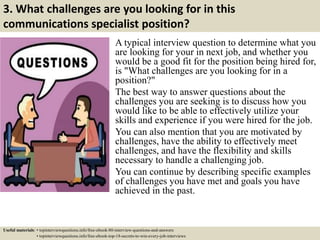 Top 10 communications specialist interview questions and answers | PPT