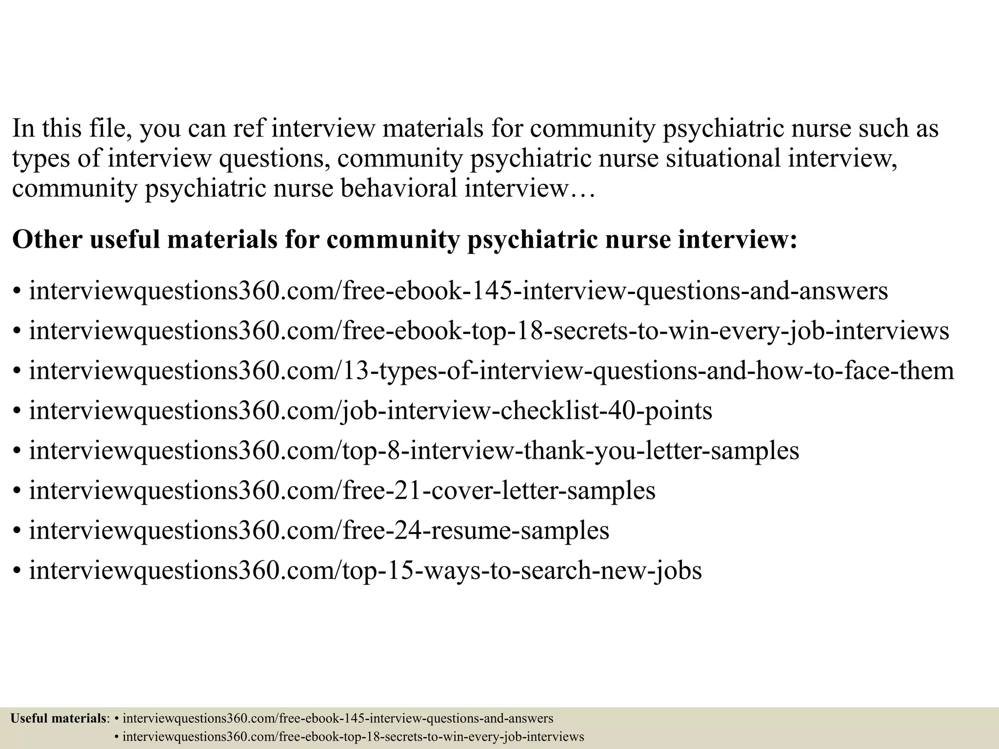 Top 10 community psychiatric nurse interview questions and answers | PPTX