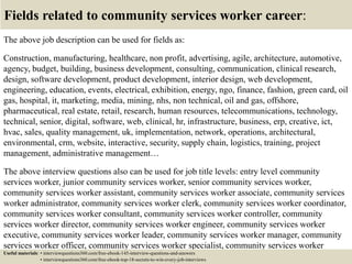 Top 10 community services worker interview questions and answers | PPTX