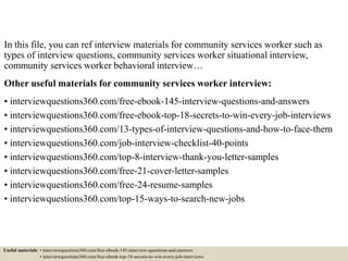 Top 10 community services worker interview questions and answers | PPTX