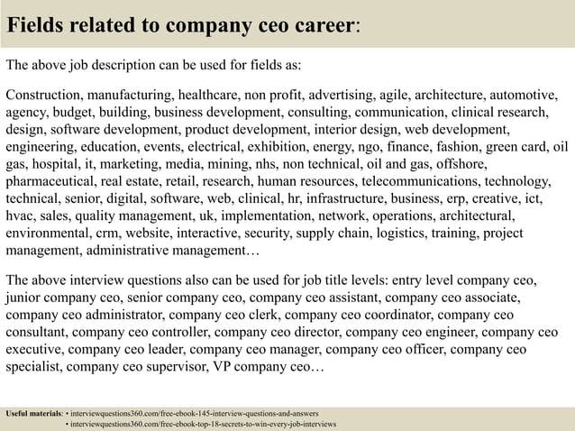 Top 10 company ceo interview questions and answers | PPTX | Resume ...