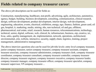 Top 10 company treasurer interview questions and answers | PPT