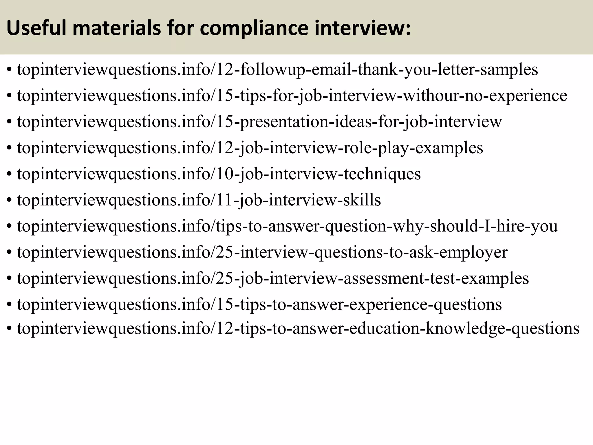Top 10 compliance interview questions and answers | PPTX