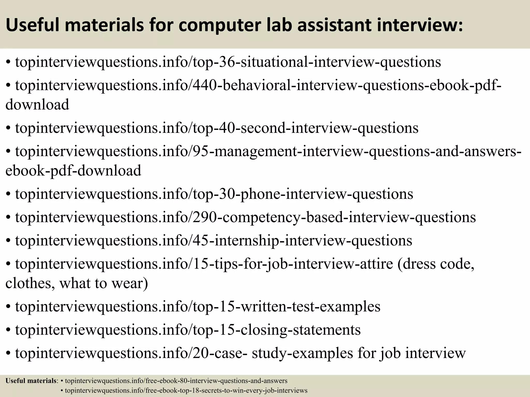 Top 10 computer lab assistant interview questions and answers | PPTX ...