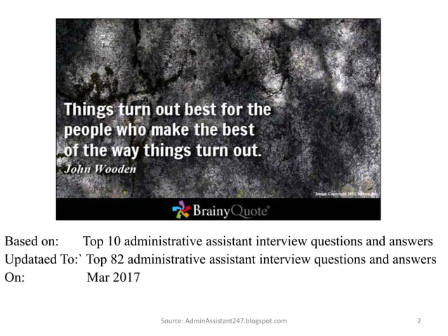 82 administrative assistant interview questions and answers | PPT