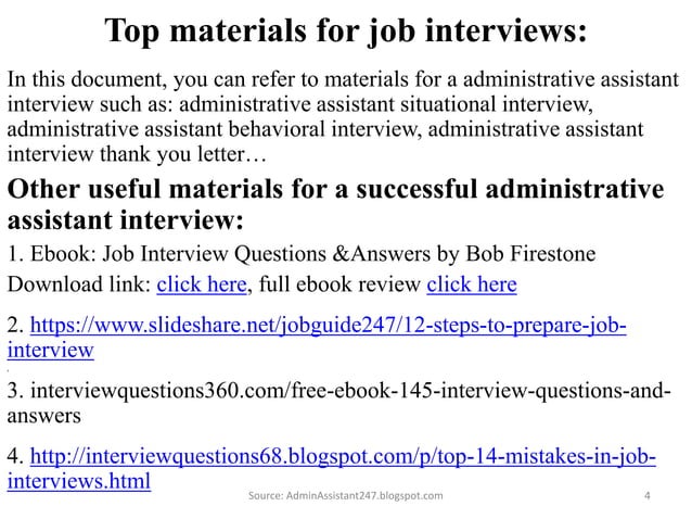 82 administrative assistant interview questions and answers | PPT