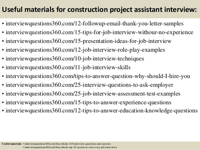 Top 10 construction project assistant interview questions and answers