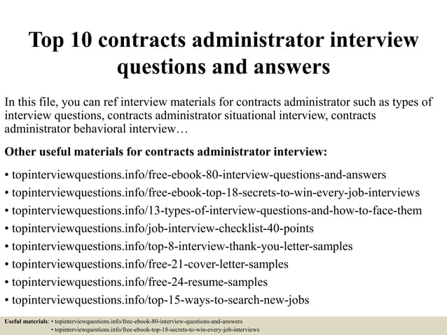 Top 10 contracts administrator interview questions and answers | PPT