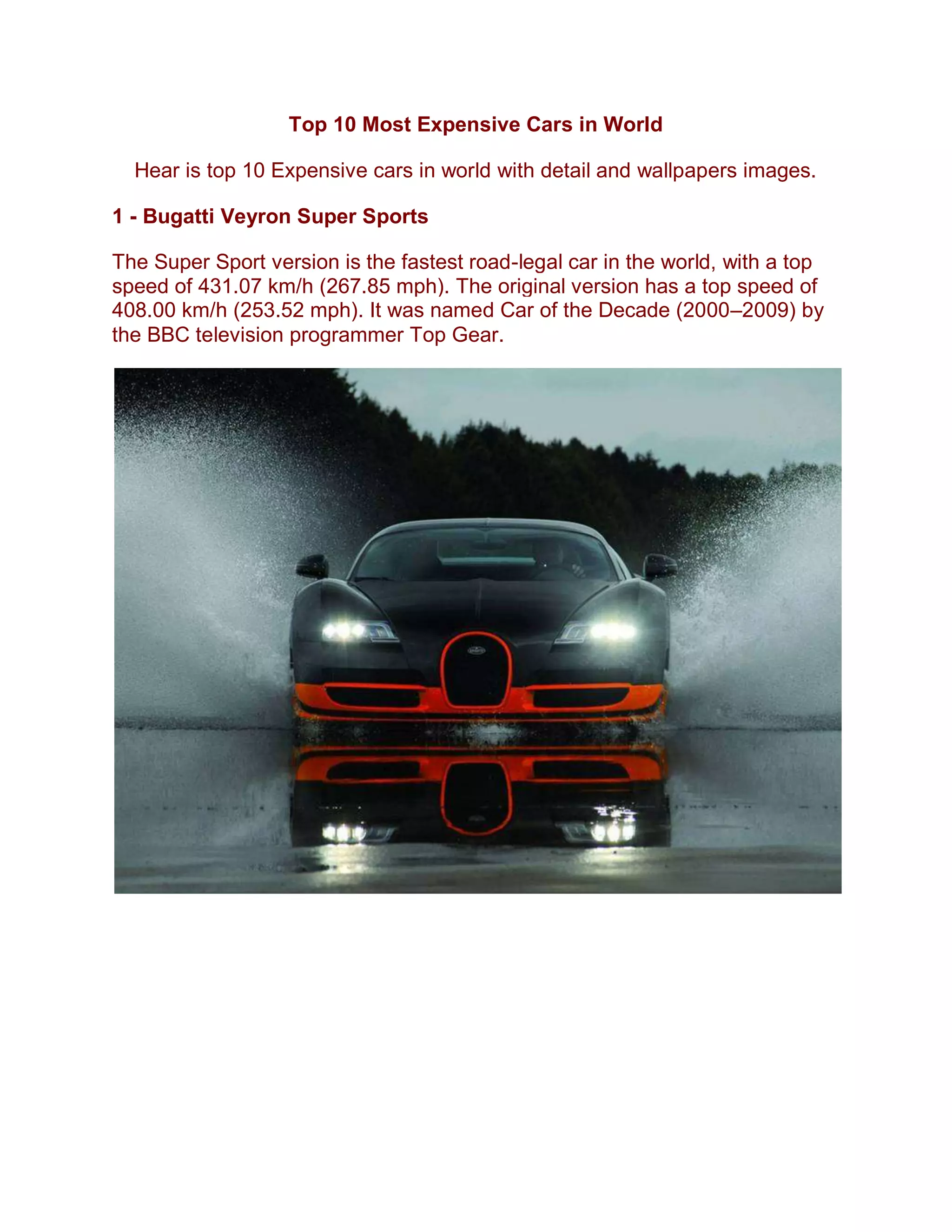 Top 10 costly cars | PDF
