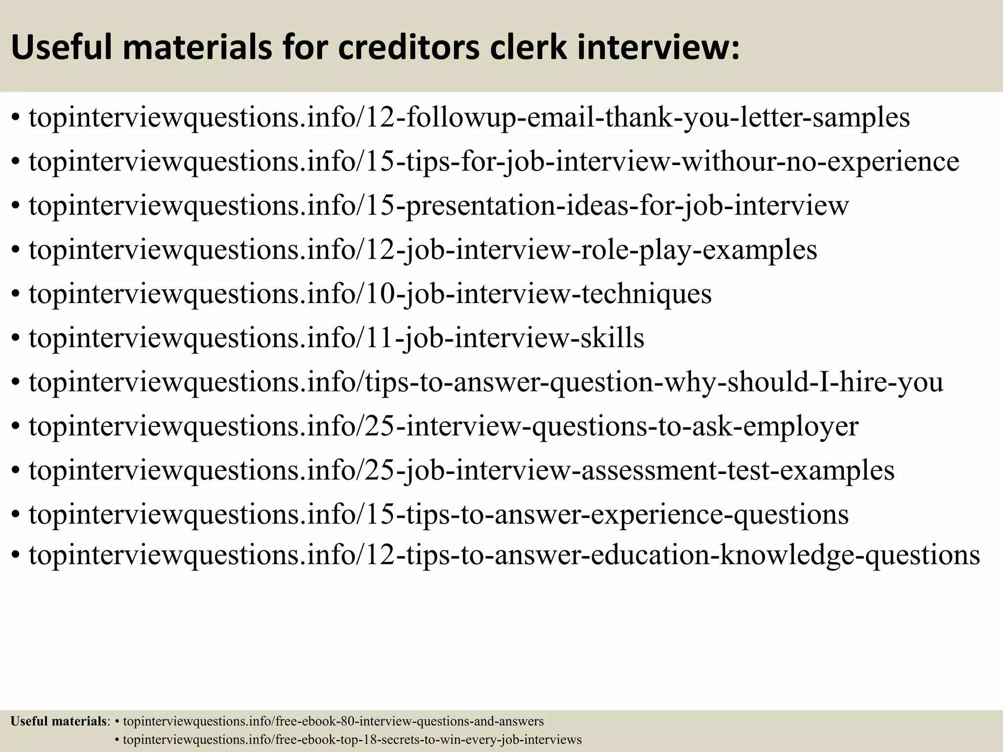 Top 10 creditors clerk interview questions and answers | PPTX