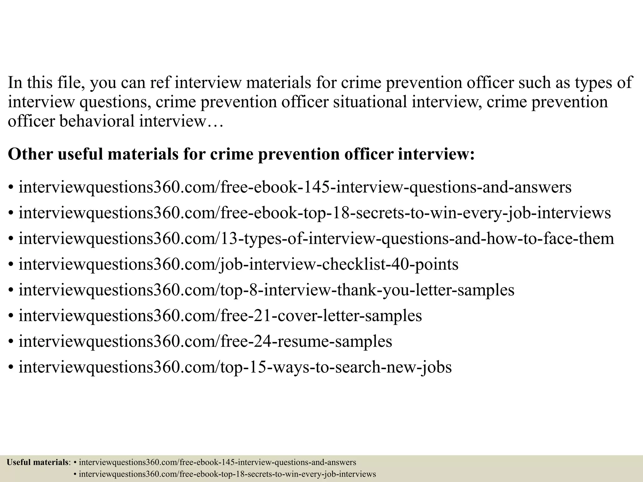 Top 10 crime prevention officer interview questions and answers | PPTX
