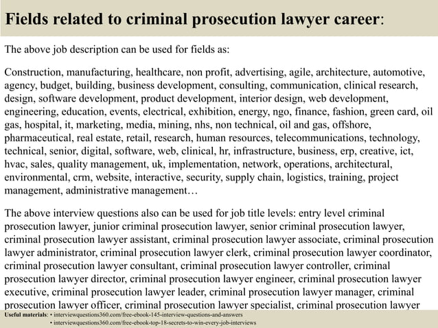 Top 10 criminal prosecution lawyer interview questions and answers | PPT
