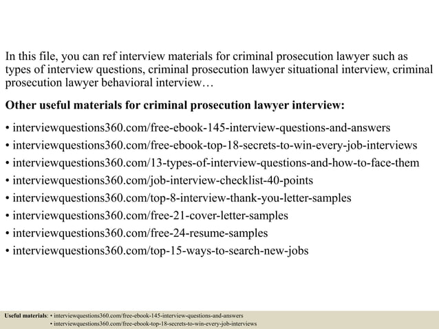 Top 10 criminal prosecution lawyer interview questions and answers | PPT
