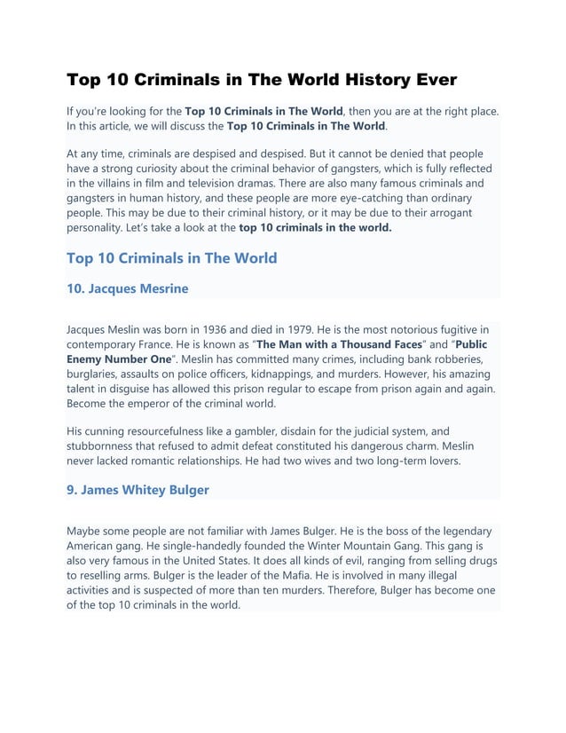 top 10 criminals in the world | PDF