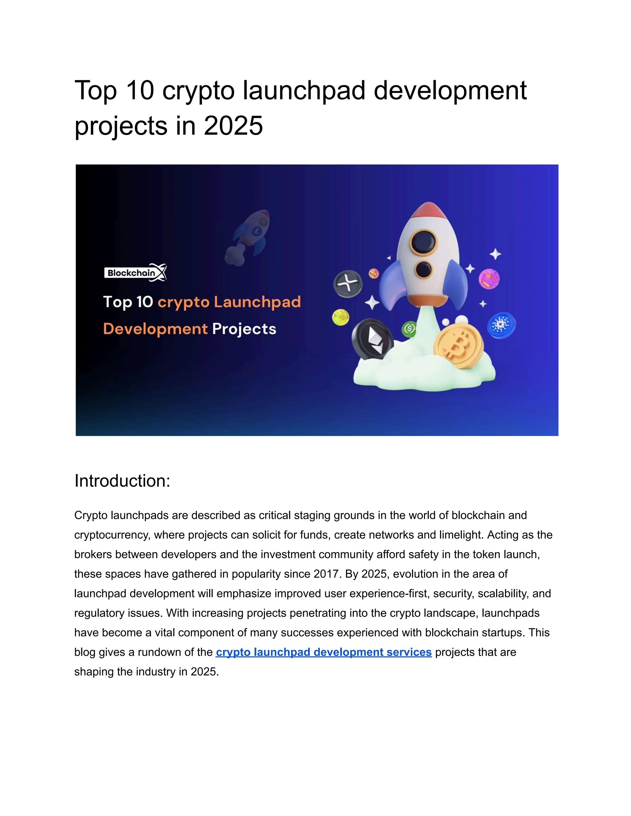 Top 10 crypto launchpad development projects in 2025 | PDF