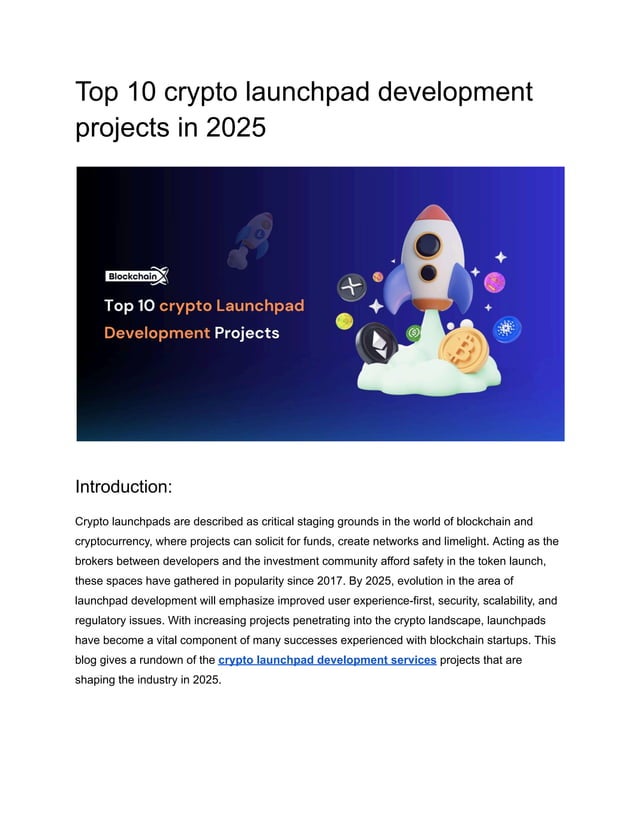 Top 10 crypto launchpad development projects in 2025 | PDF