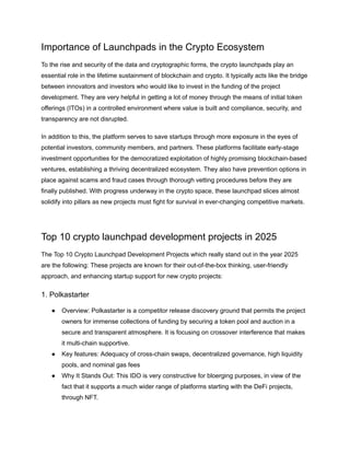 Top 10 crypto launchpad development projects in 2025 | PDF