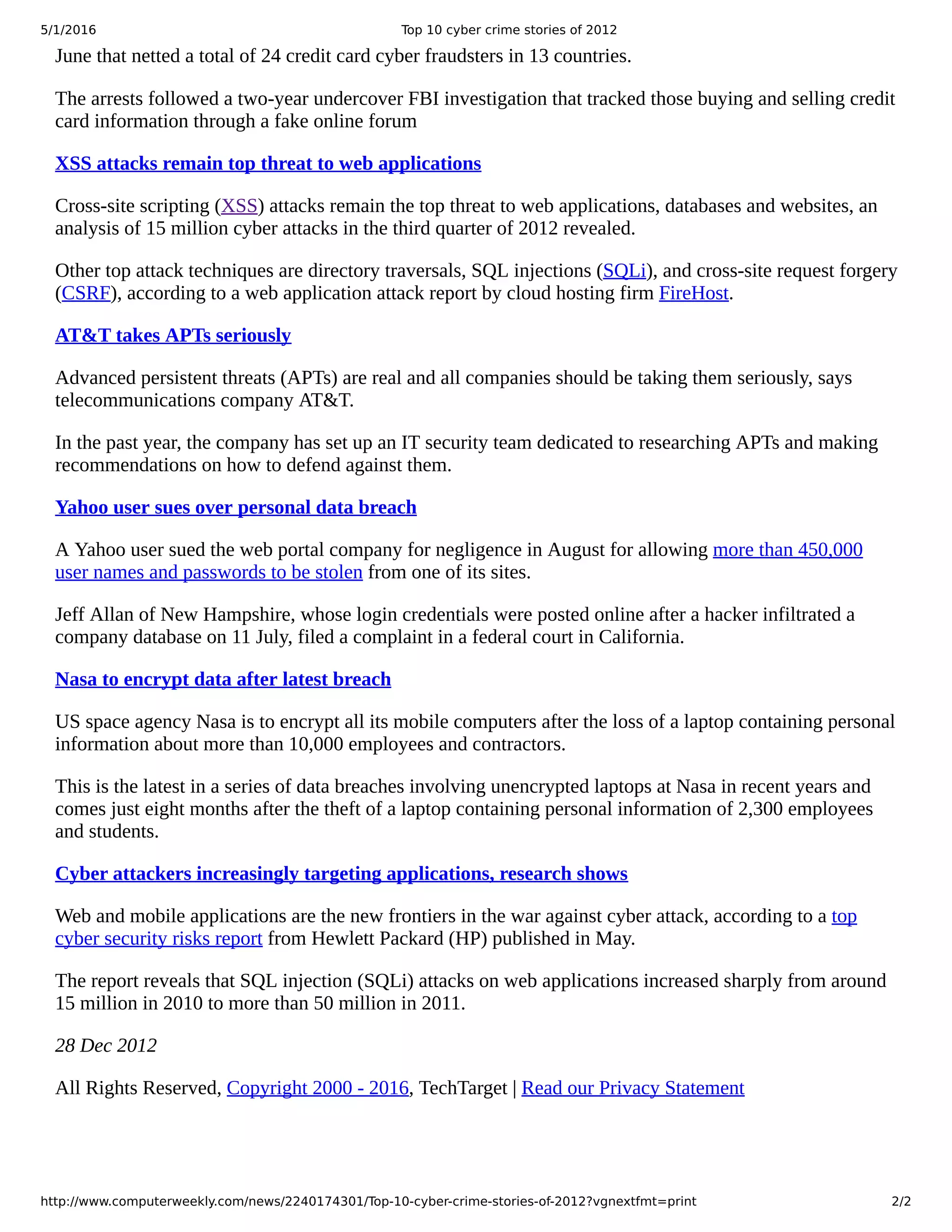 Top 10 cyber crime stories of 2012 | PDF