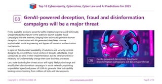 Top 10 Cybersecurity, Cybercrime, Cyber Law and AI Predictions for 2025 | PDF