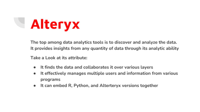 Top 10 Data analytics tools to look for in 2021 | PPT
