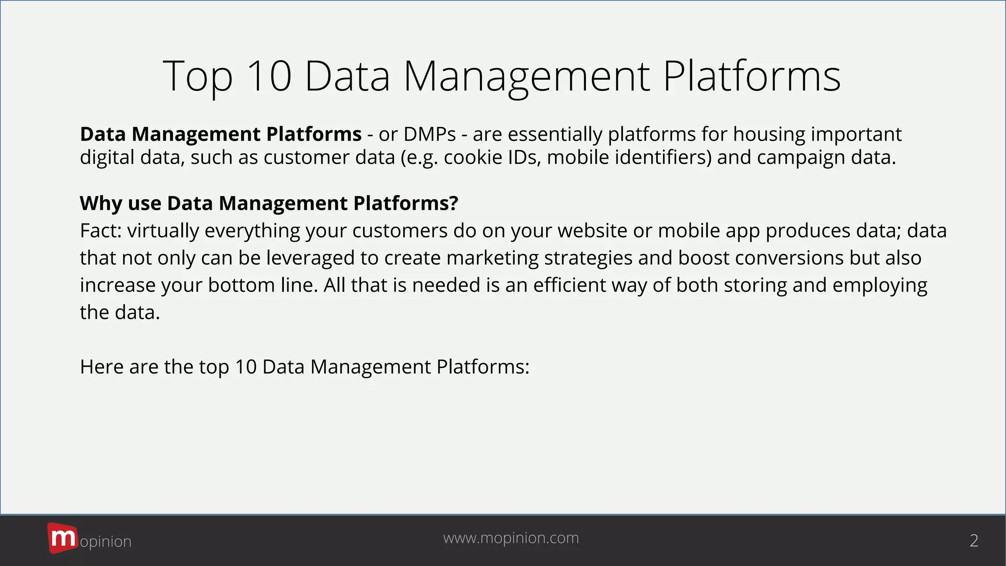 Top 10 Data Management Platforms | PPT
