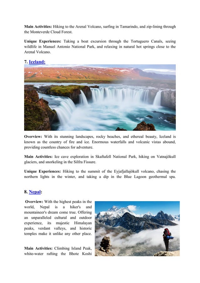 "Embark on the Ultimate Adventure: Top 10 Must-Visit Destinations for Thrill-Seekers" | PDF