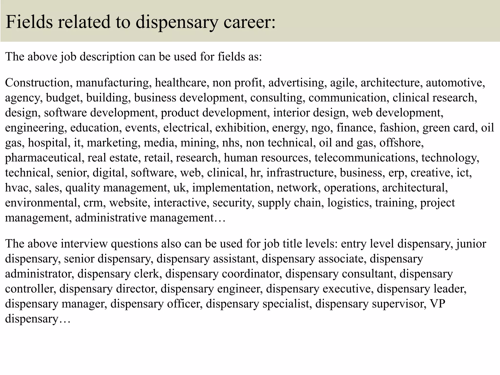 Top 10 dispensary interview questions and answers | PPTX | Resume ...