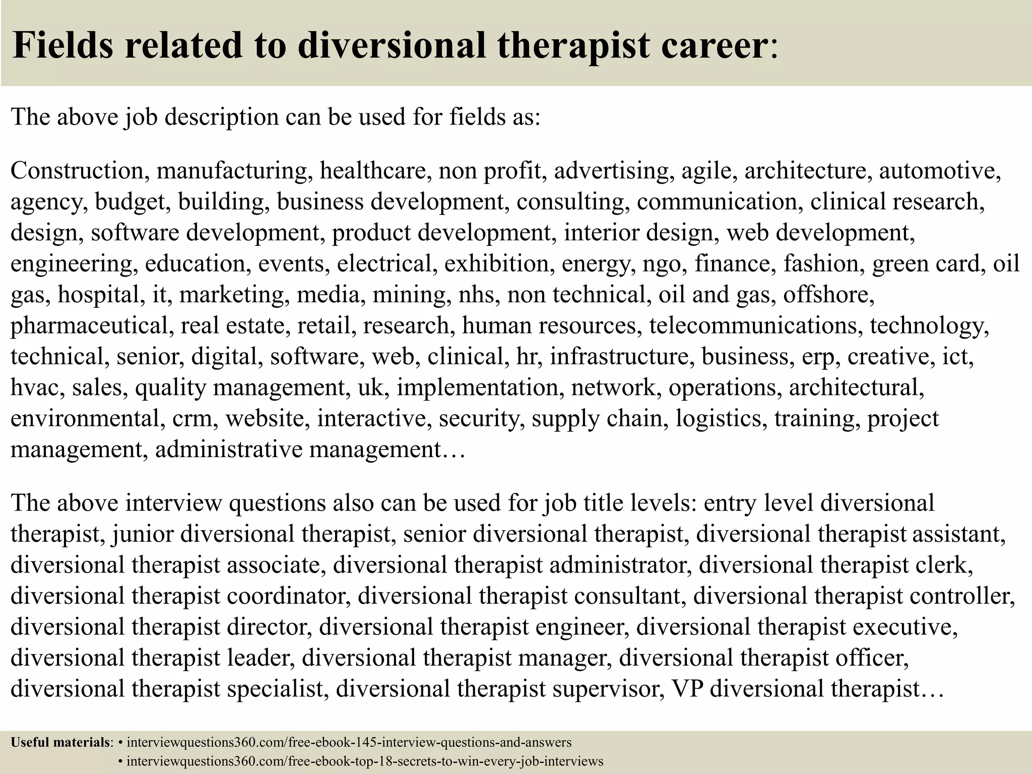 Top 10 diversional therapist interview questions and answers | PPTX