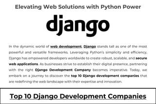 Top 10 Django Development Companies - ☎ +1 9177322215 | PPT