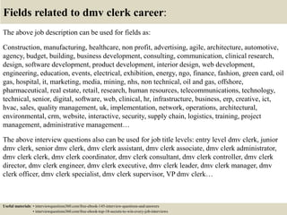 Top 10 dmv clerk interview questions and answers | PPTX