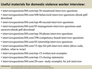 Top 10 domestic violence worker interview questions and answers | PPTX