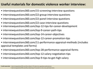 Top 10 domestic violence worker interview questions and answers | PPTX