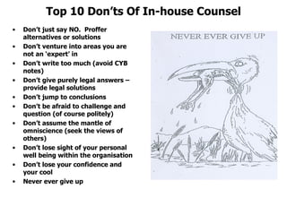Top 10 Don’Ts Of In House Counsel | PPT