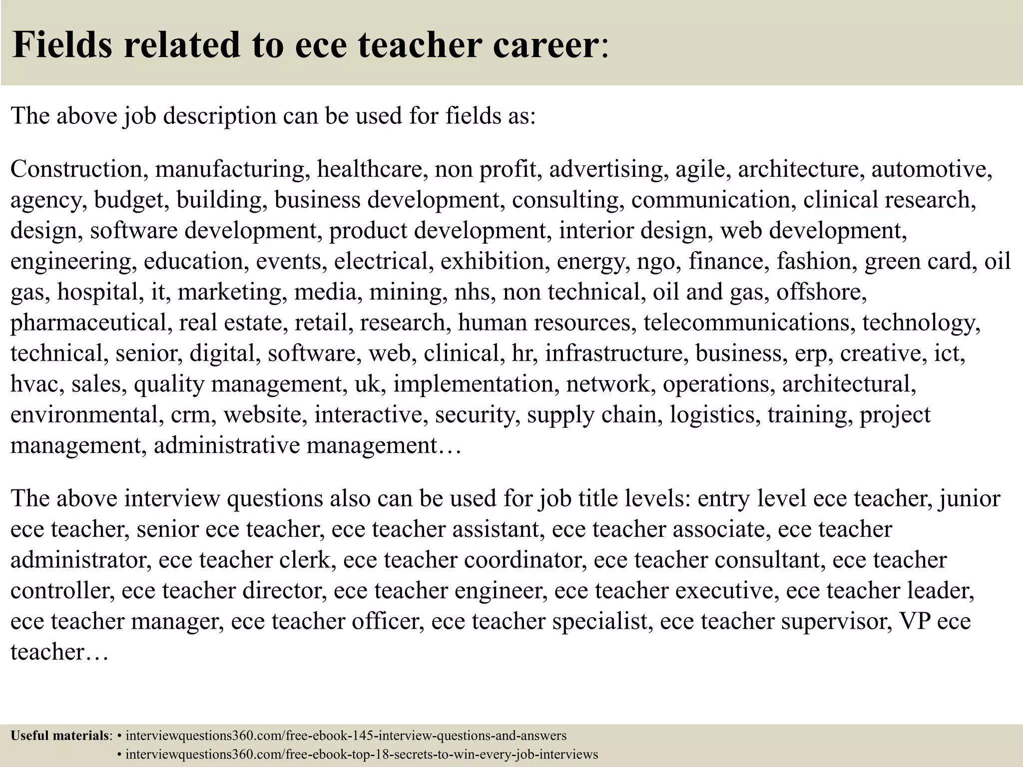 Top 10 ece teacher interview questions and answers | PPTX