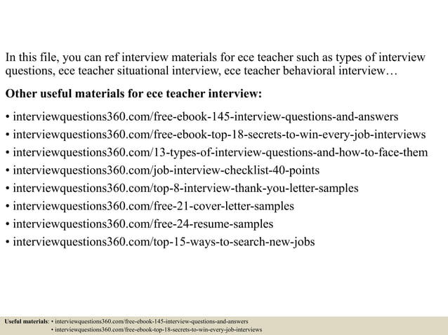 Top 10 ece teacher interview questions and answers | PPTX