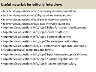 Top 10 editorial interview questions and answers | PPT