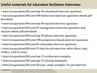 Top 10 education facilitator interview questions and answers | PPTX