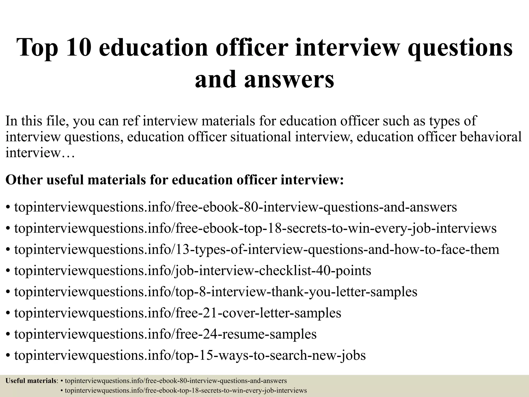 Top 10 education officer interview questions and answers | PPTX